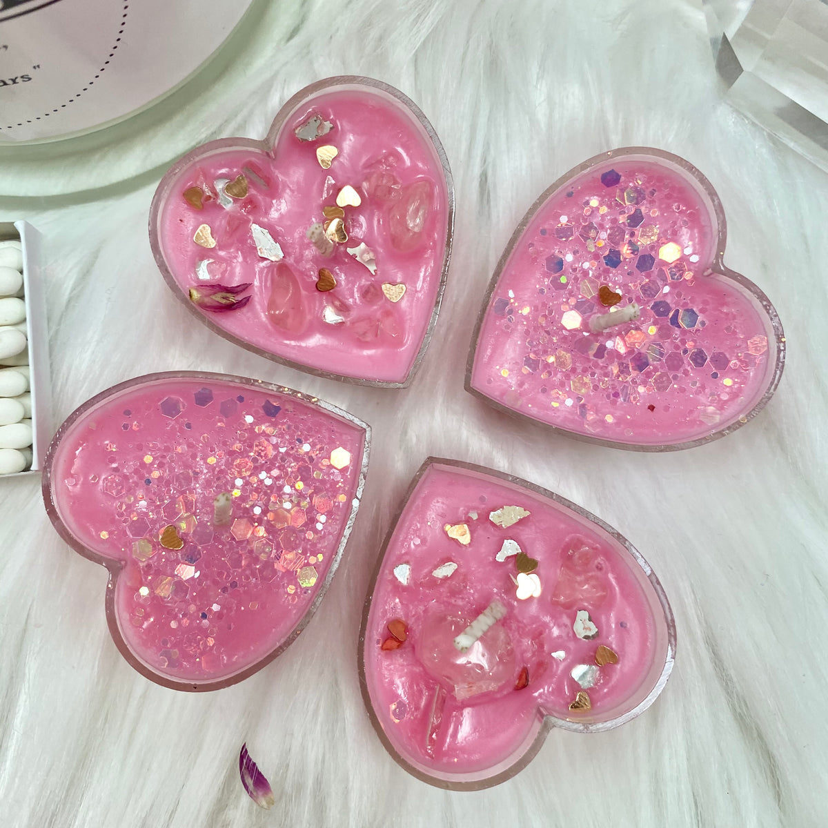 Heart shaped crystal tea light set – Lunastry